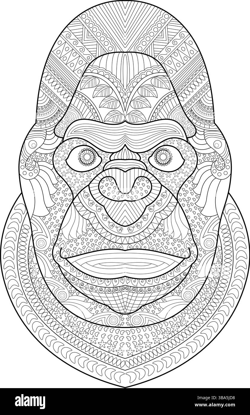 Detailed gorilla head outline hi-res stock photography and images - Alamy