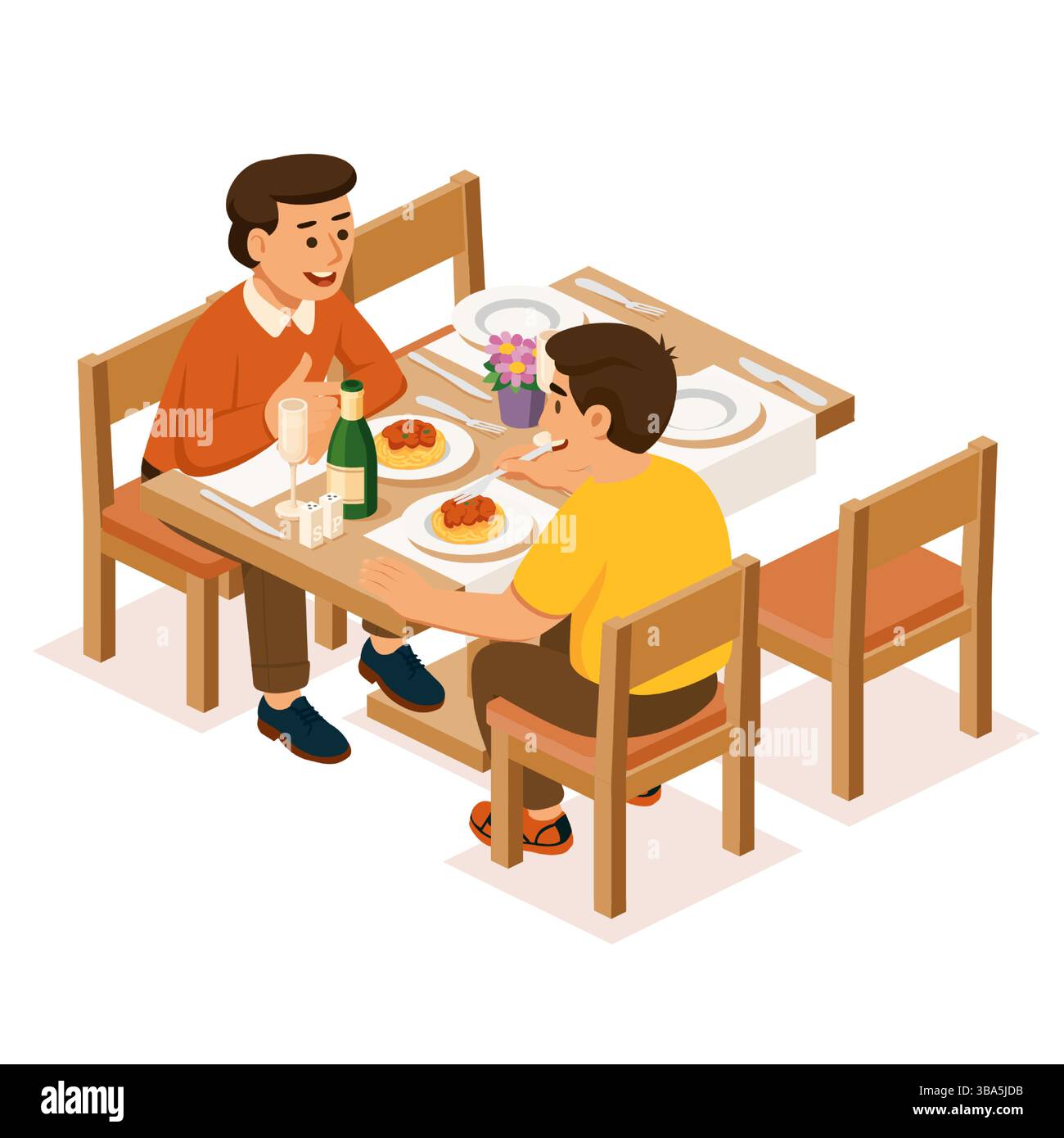 Man eating table setting Stock Vector Images - Alamy