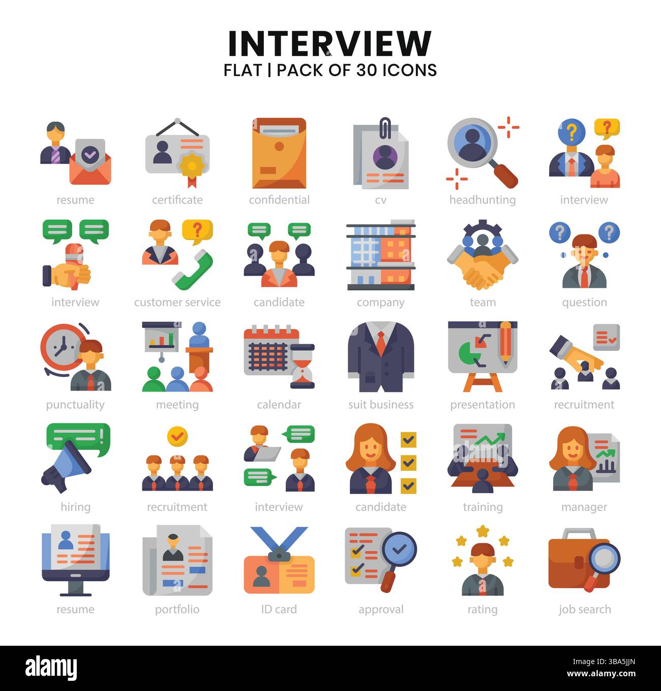 Interview Icons Bundle. Flat icons style. Vector illustration Stock ...