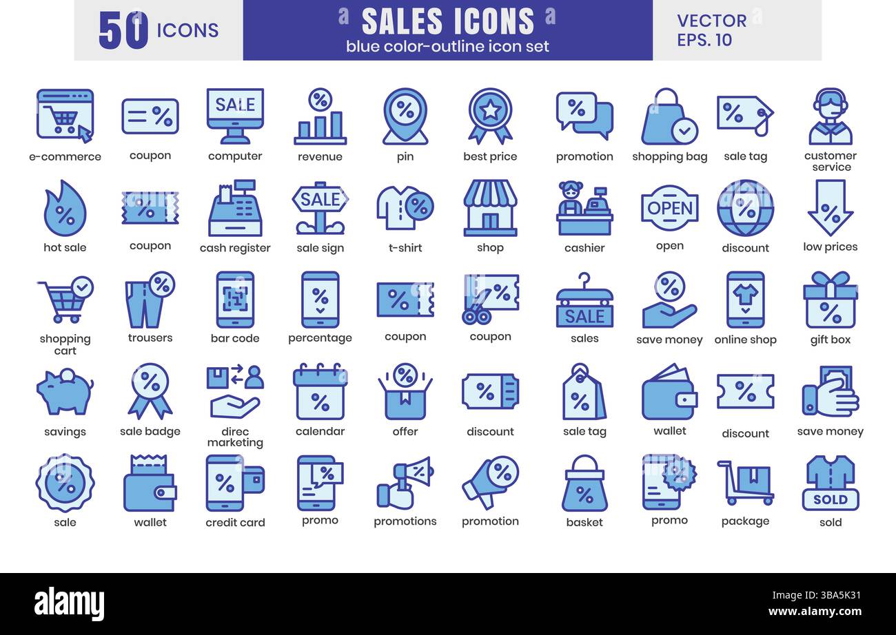 Blue outline discount price hi-res stock photography and images - Alamy