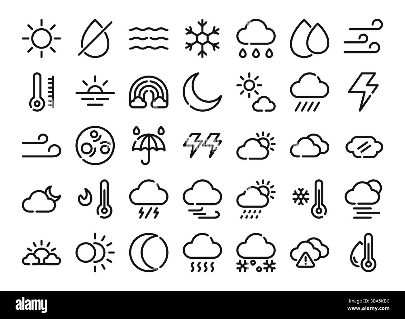 Weather outline icons set. The collection includes in business, UI UX ...