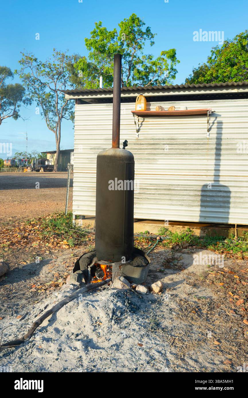 A donkey in Australia is a wood-fired hot water system used in bush ...