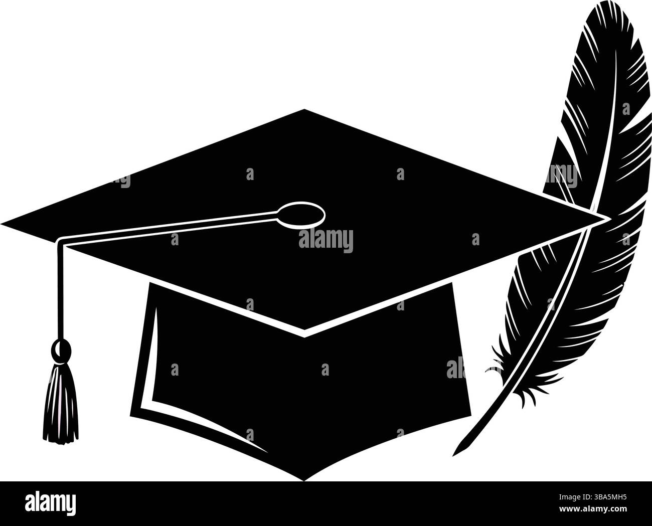 Graduation Cap and Feather Quill Icon Stock Vector Image & Art - Alamy