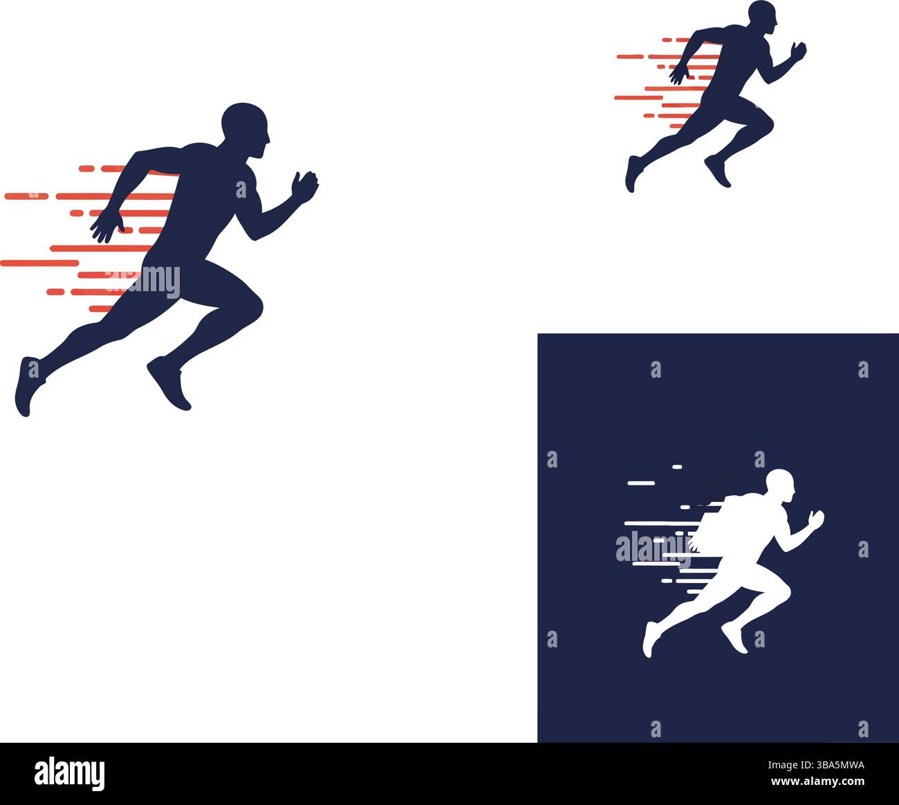 Silhouette of Runners with Speed Lines on Dark Background Stock Vector ...