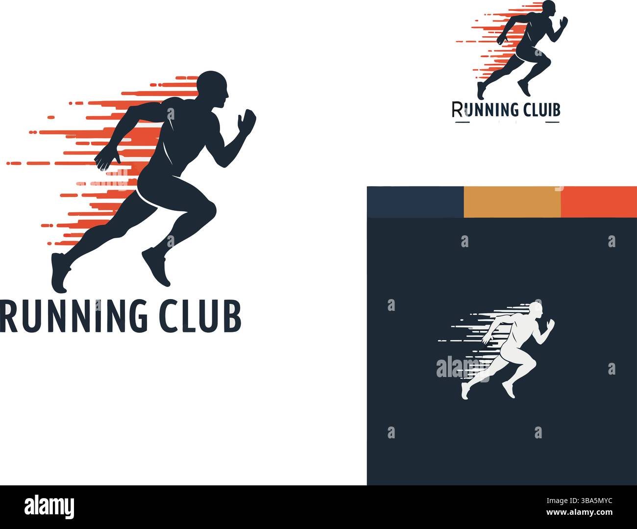 Silhouette of Runners with Speed Lines on Dark Background Stock Vector ...