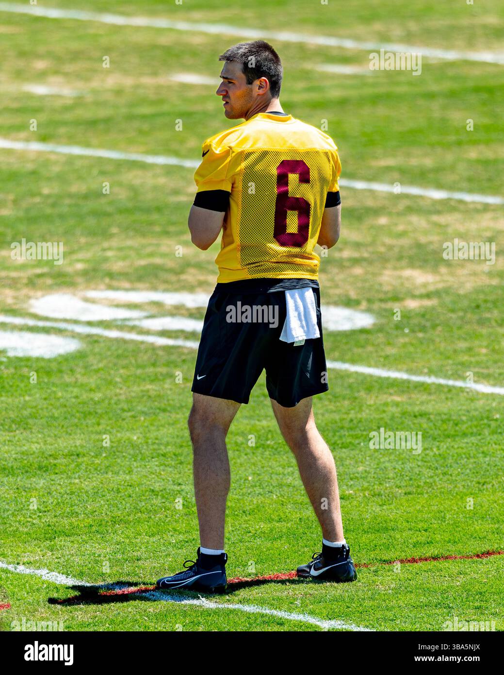 Quarterback Collin Schlee on the field warming up at Rookie Camp at the ...