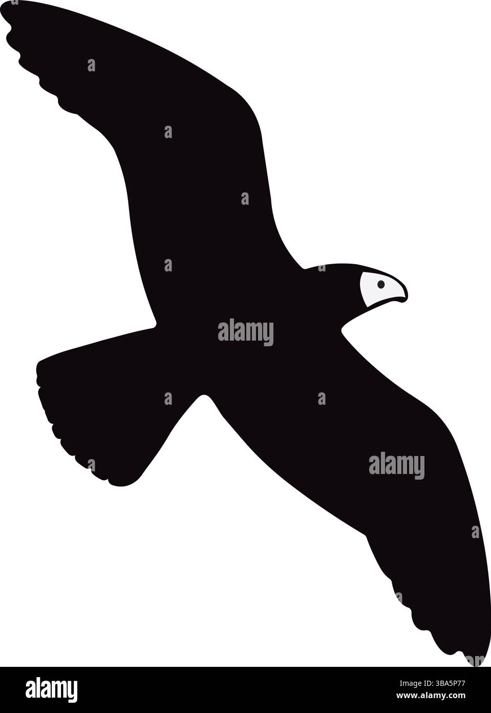 Minimalist flying bird silhouette vector illustration, outstretched ...