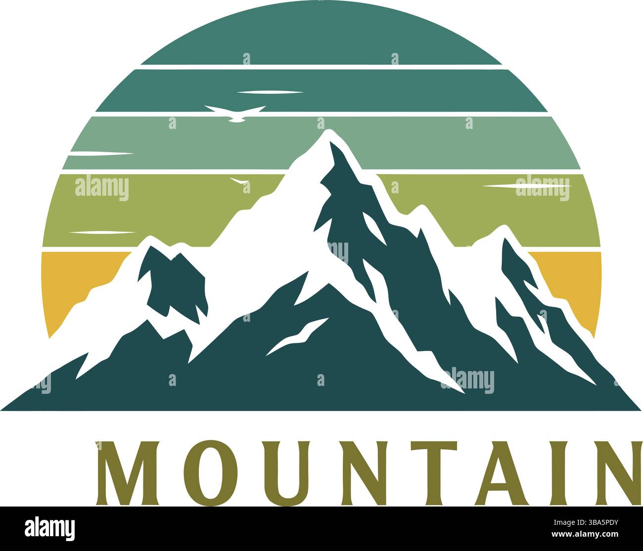 Modern Mountain Sunset Logo with Bold Typography Stock Vector Image ...