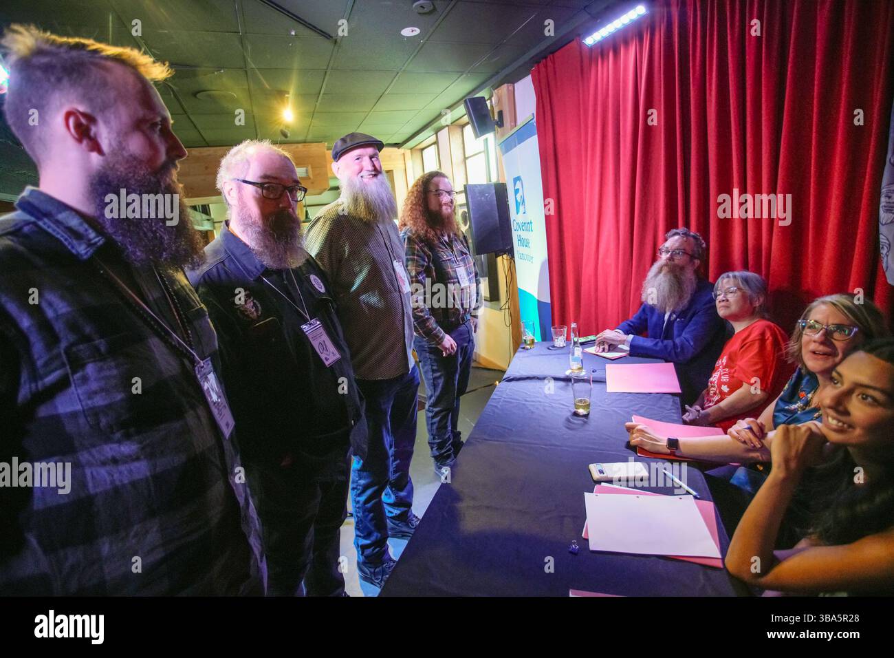 Beijing, Canada. 10th May, 2025. Contestants show their beards to the ...