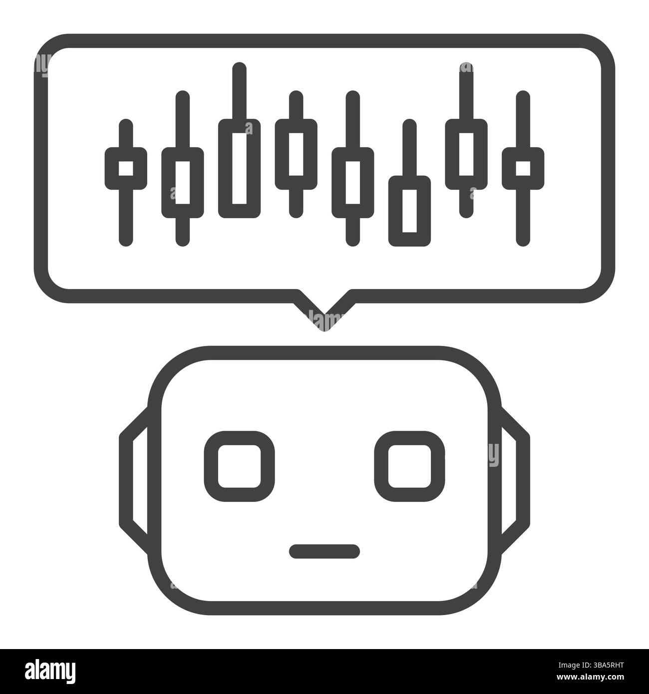AI Crypto Trading Bot with Candlestick Chart vector concept icon or symbol in outline style ...