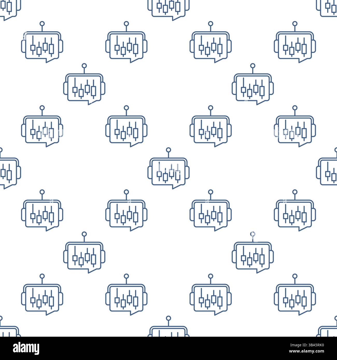AI Trading Bot with Candlestick Chart vector concept thin line seamless pattern Stock Vector ...
