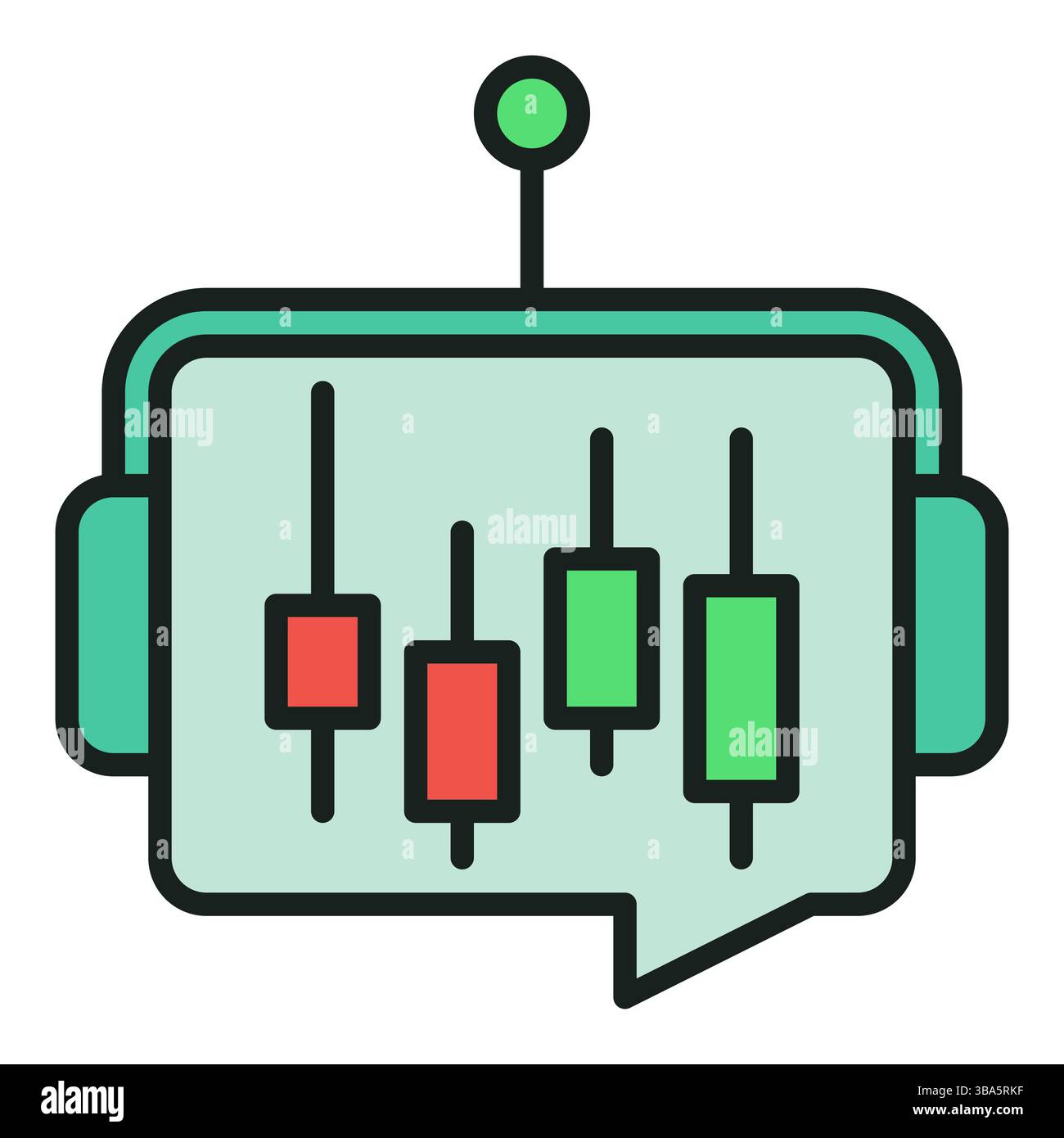 AI Cryptocurrency Trading Bot with Candlestick Chart vector concept colored icon or design ...