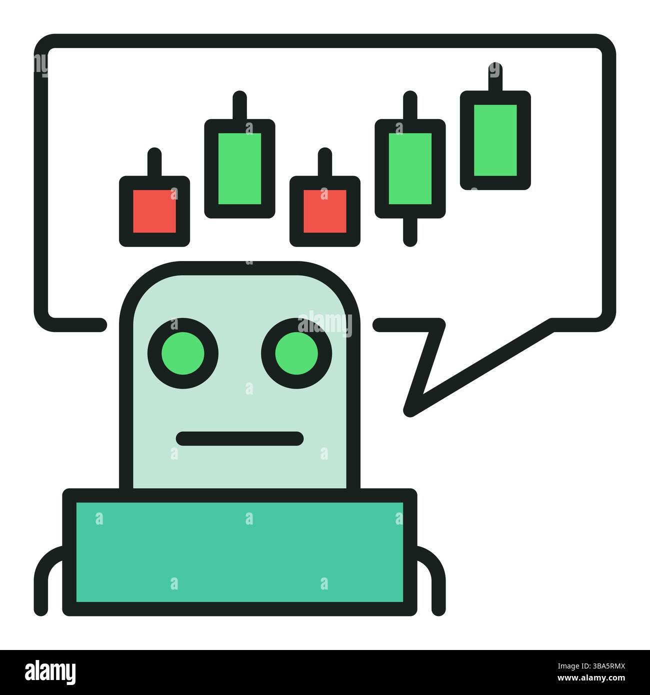 Ai Cryptocurrency Trading Bot Vector Candlestick Chart With Robot Concept Colored Icon Or Symbol