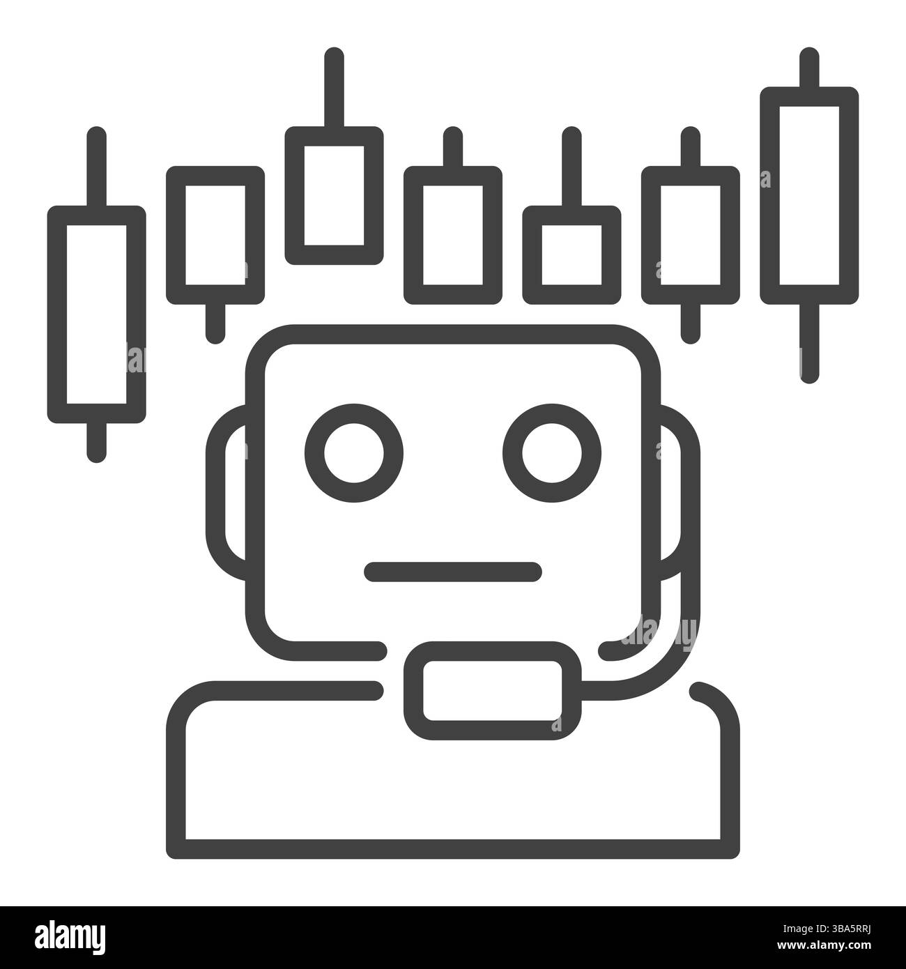 Candlestick Chart and Trading Bot vector AI Trader concept outline icon or symbol Stock Vector ...