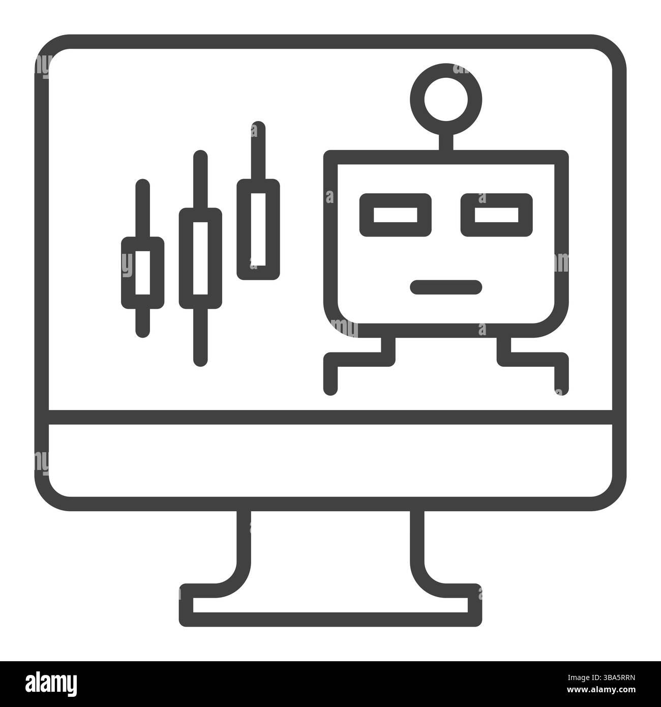 Automated Trading ChatBot on PC screen vector concept thin line icon or ...