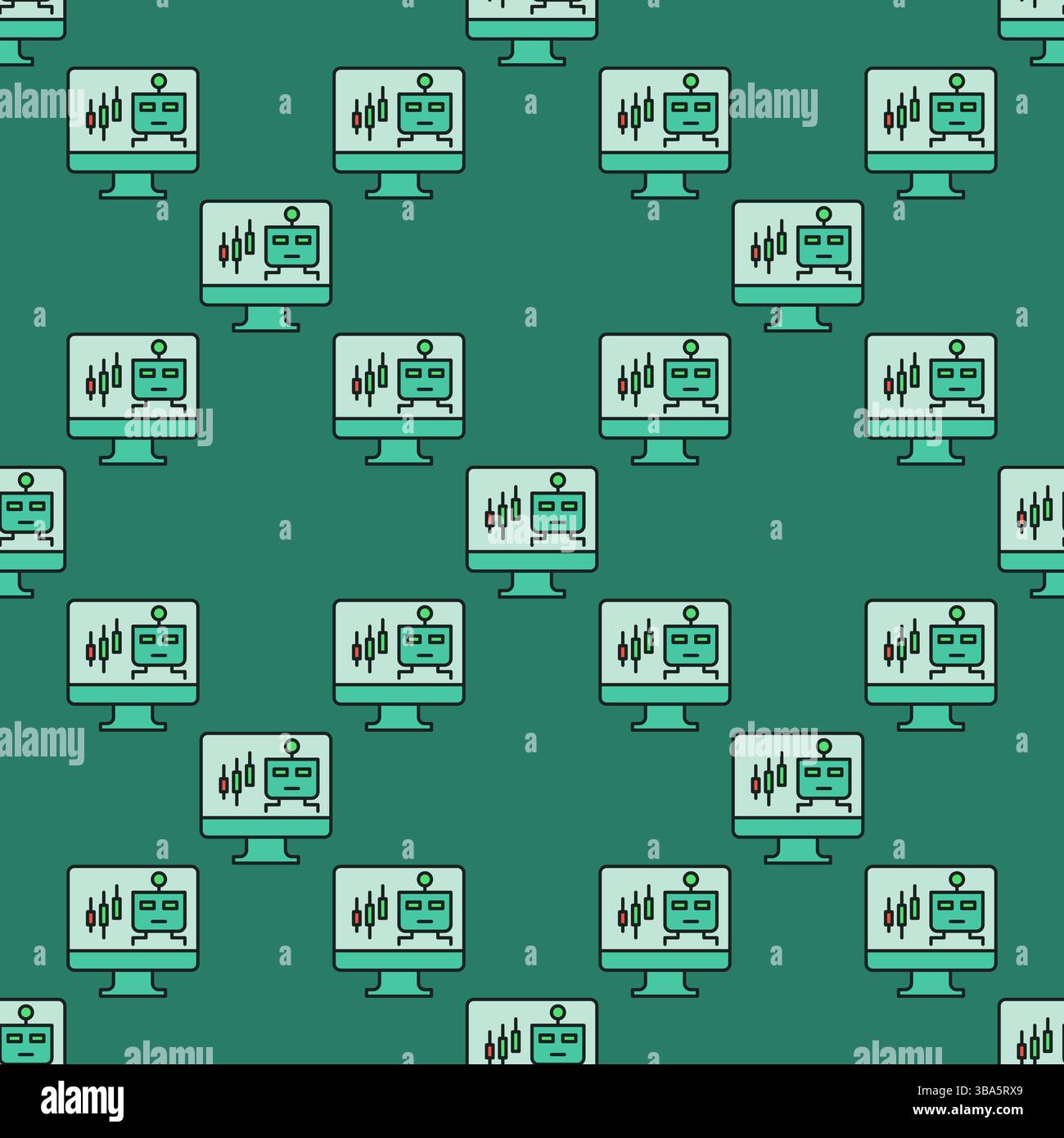 Automated Trading Bot on PC screen vector concept colored seamless pattern Stock Vector Image ...