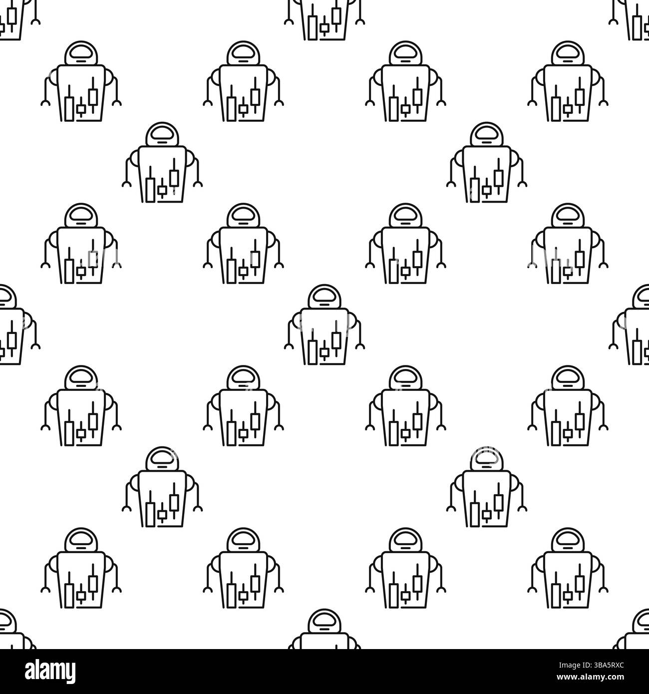 Automated Robot Trader vector Stock and Crypto Trading Bot concept linear seamless pattern Stock ...
