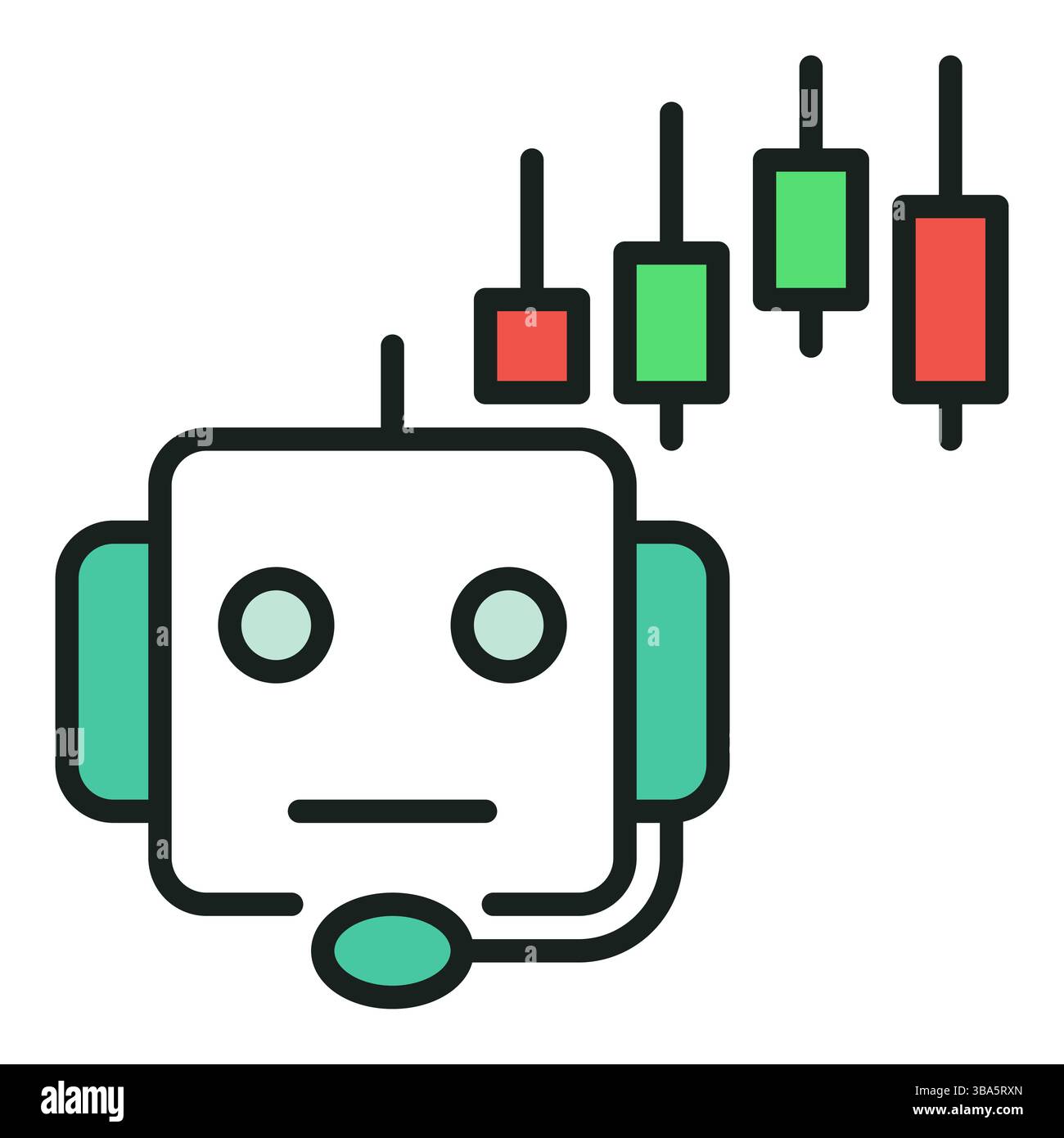 Cryptocurrency Trading Machine and Candlestick Chart vector concept colored icon or logo element ...