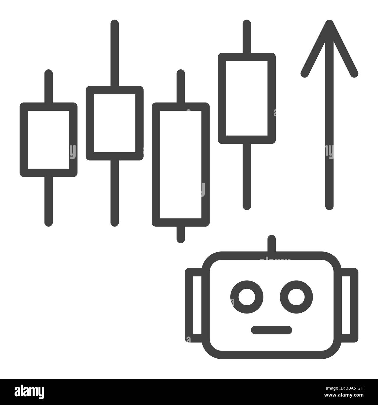 Candlestick Chart and AI Bot vector Crypto Trading concept icon or sign ...