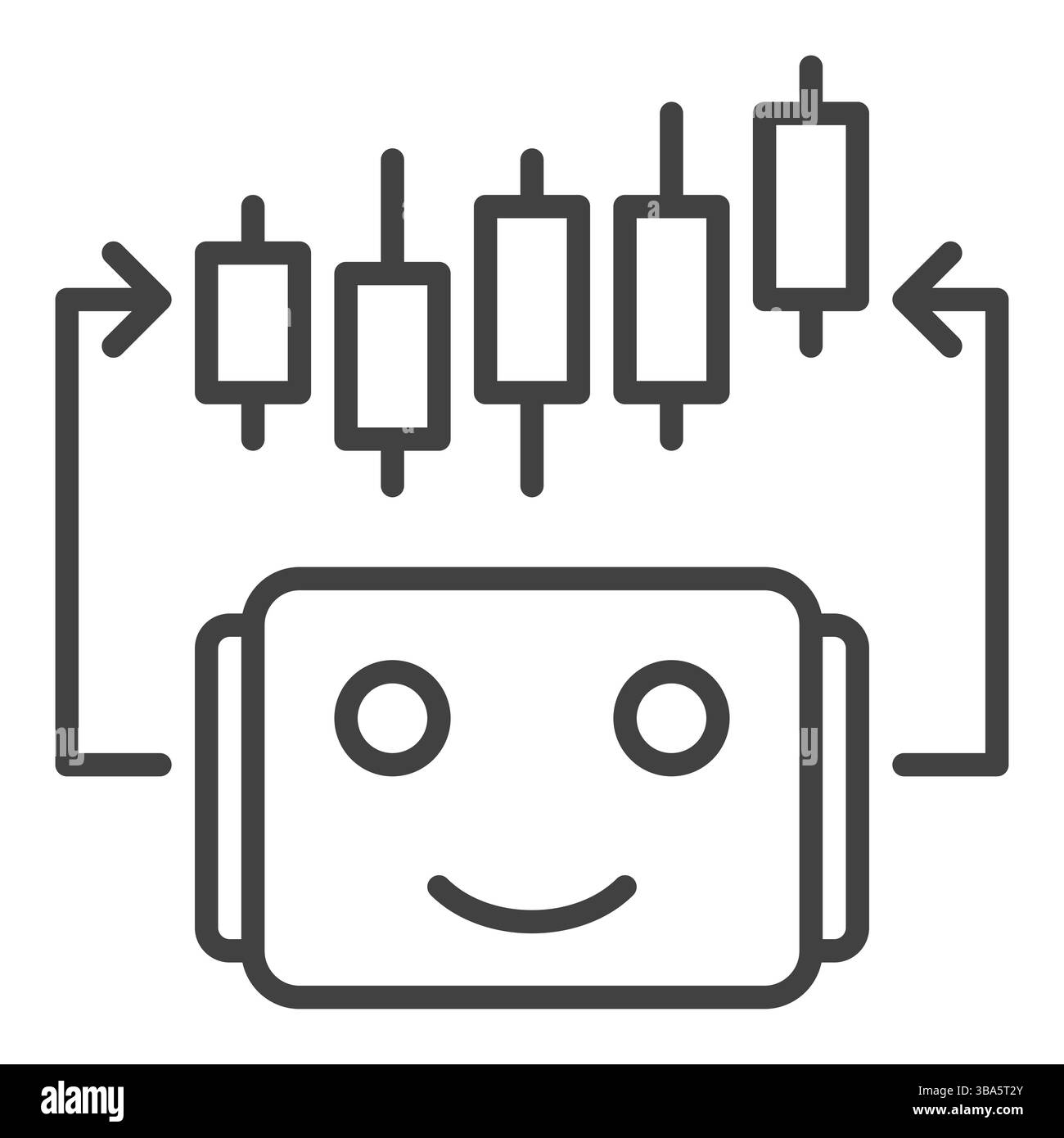Automated Crypto Trading Bot With Candlestick Chart Vector Concept Icon Or Symbol In Outline