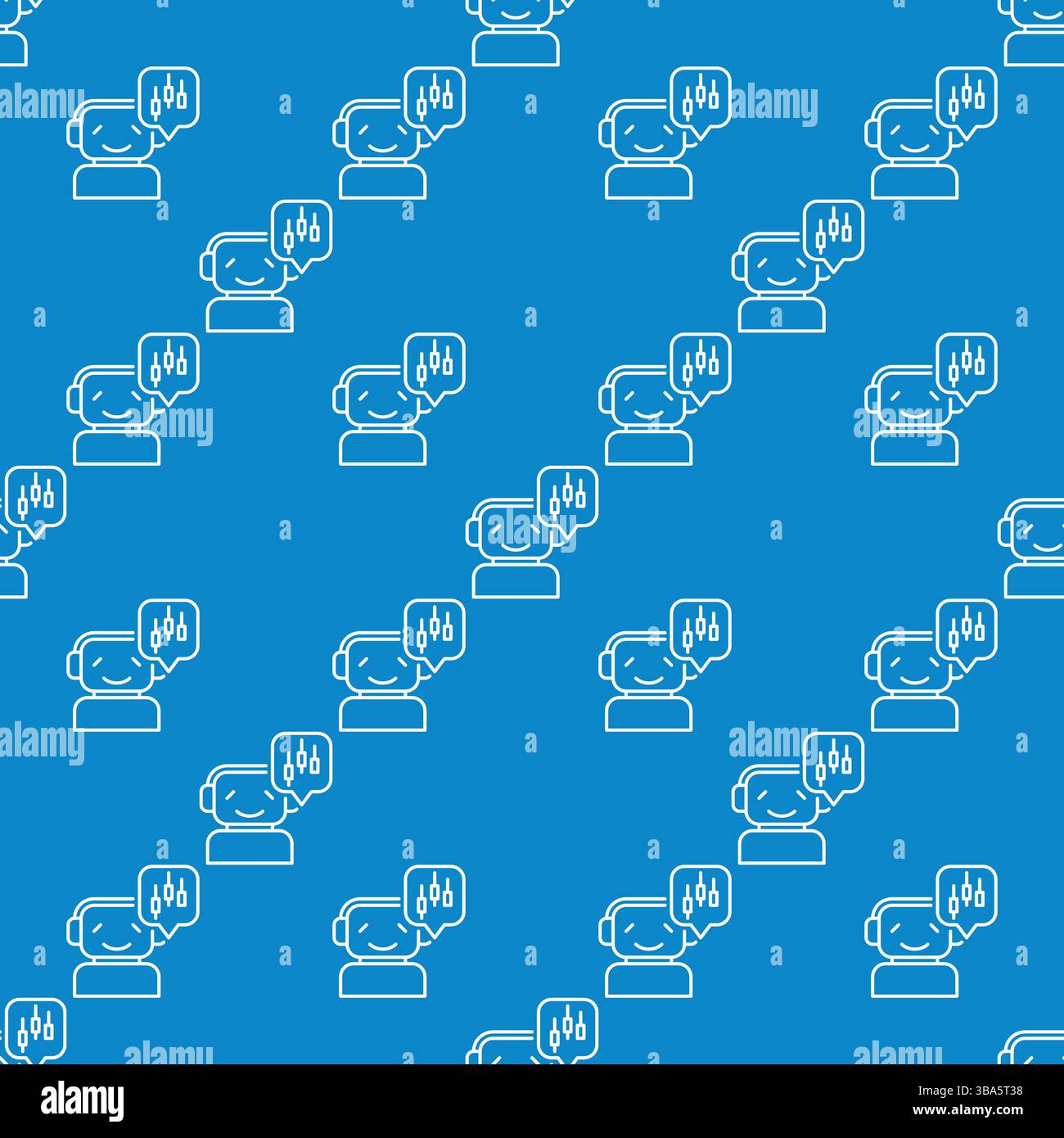 Happy Trading Bot with Candlestick Chart vector concept seamless pattern in outline style Stock ...