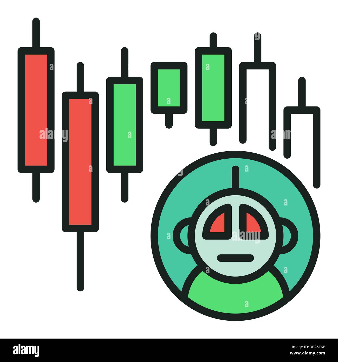Candlestick Chart and Trading Bot vector concept colored icon or logo ...