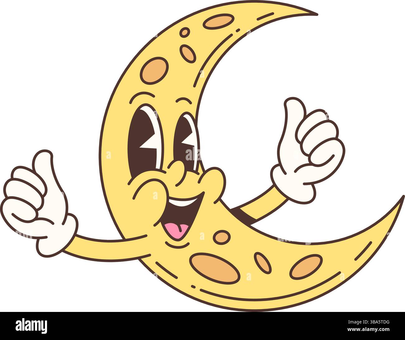 Funny crescent moon mascot character smiling and showing thumbs up ...