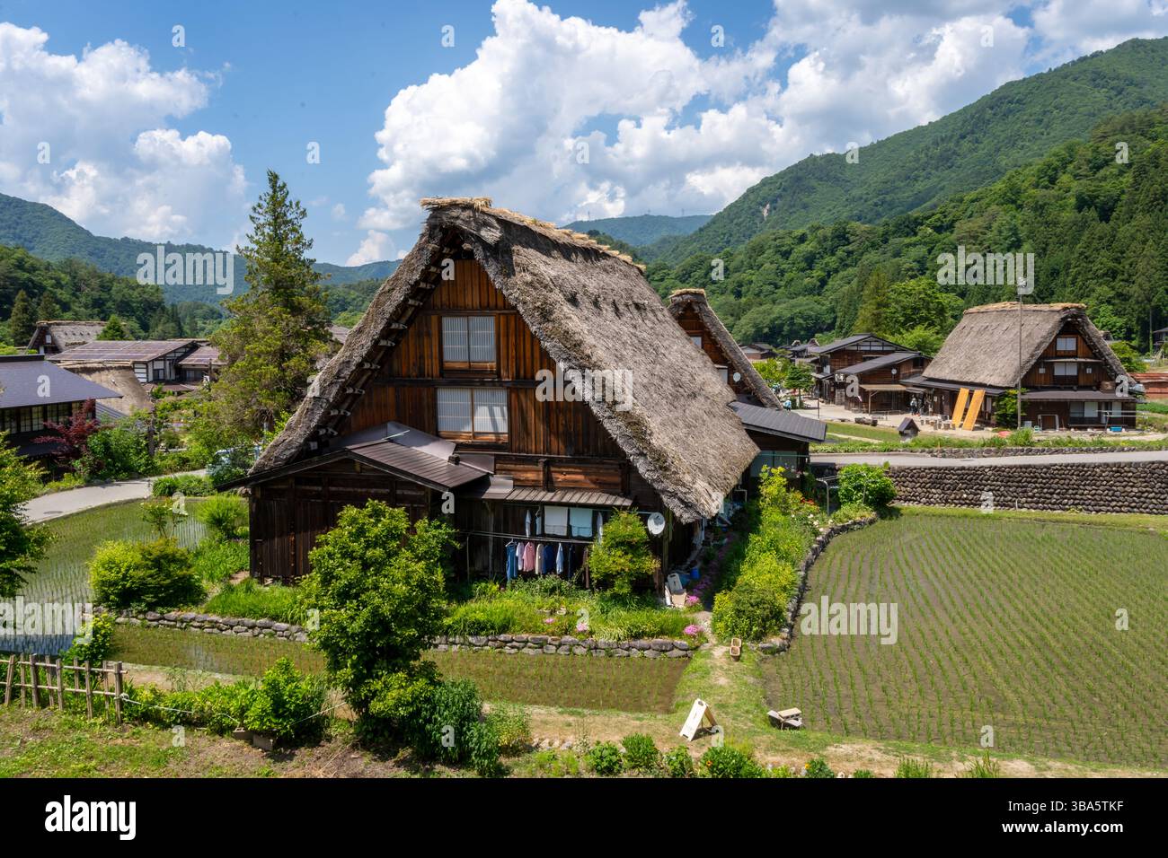 Thatched-roof houses and flooded rice paddies define the peaceful ...