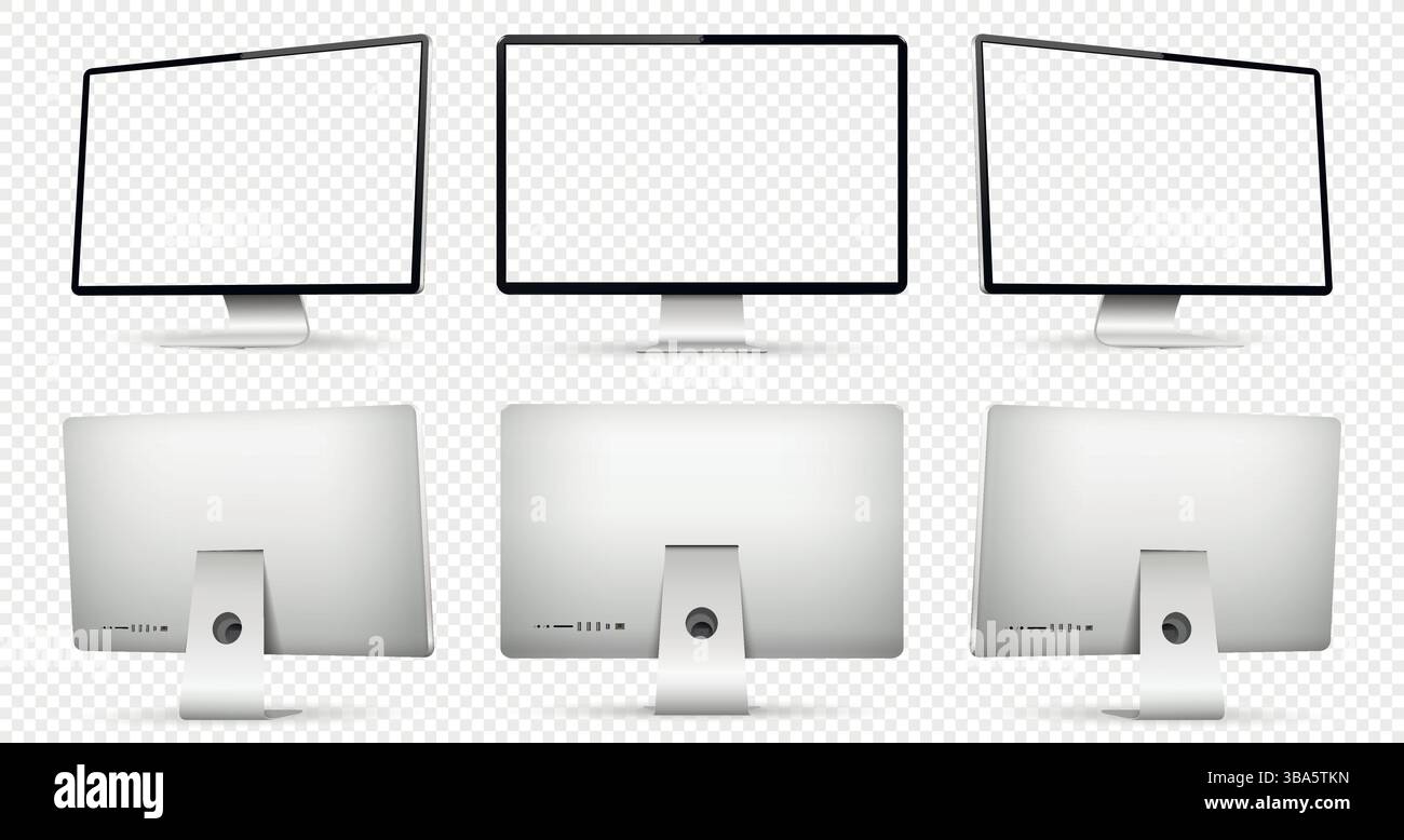 Realistic computer transparent screen mockup. Computer display front ...