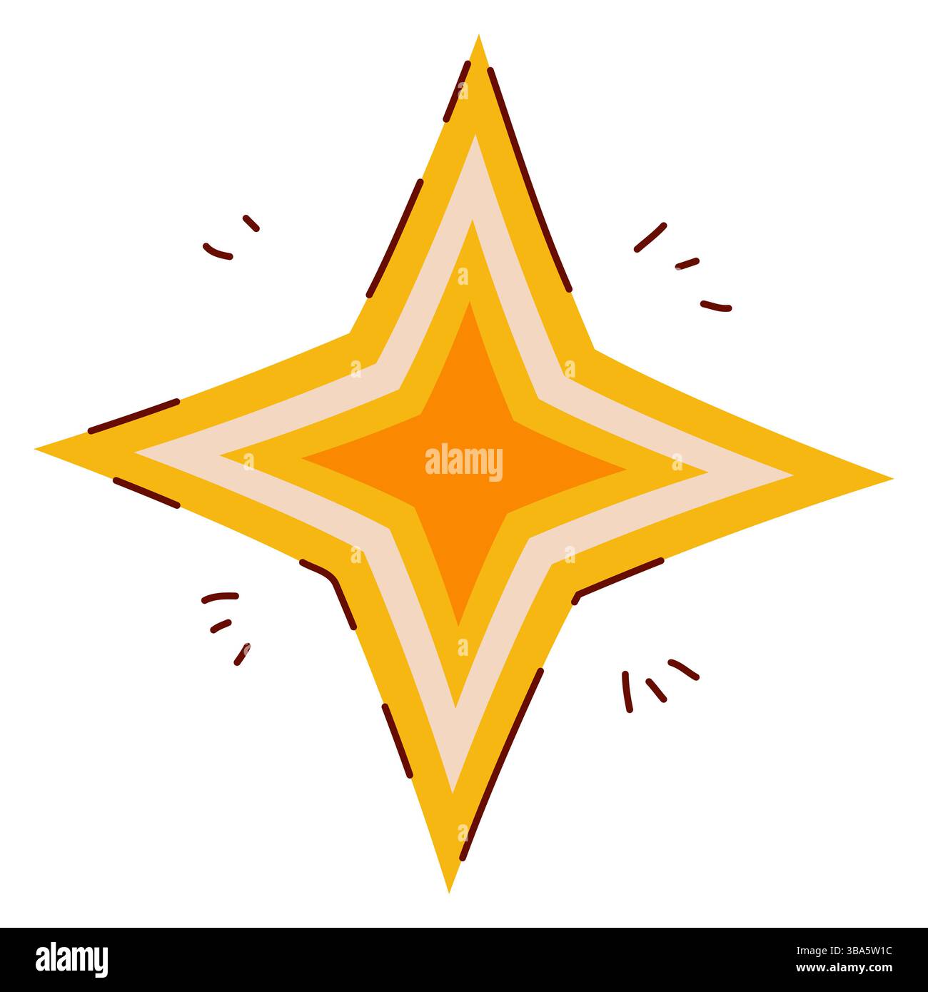 Blinking Star Symbol in Hand Drawn Style with Subtle Line Decorations ...
