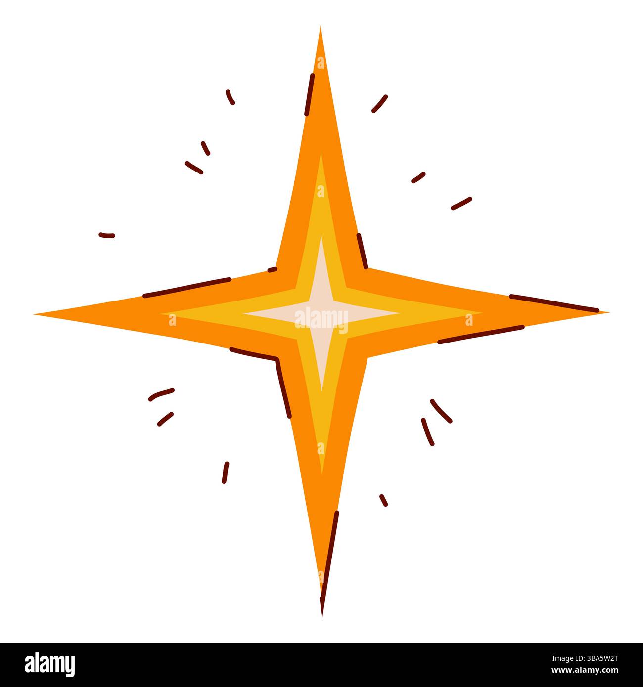 Yellow Star Symbol in Hand Drawn Style with Subtle Line Decorations ...