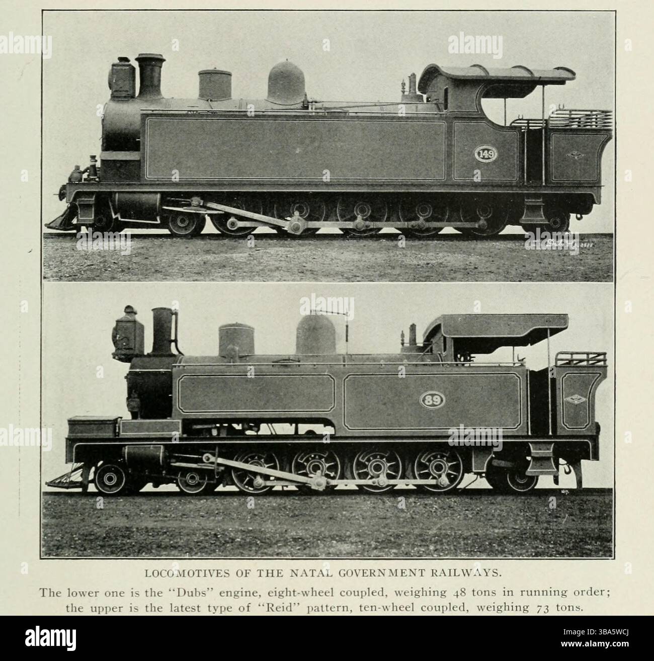 LOCOMOTIVES OF THE NATAL GOVERNMENT RAILWAYS. The lower one is the ...