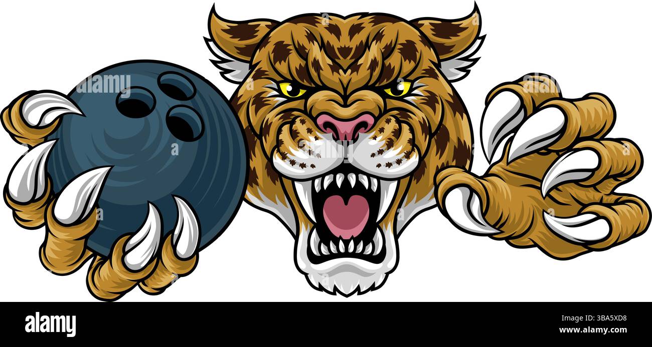 Jaguar Leopard Cheetah Panther Bowling Mascot Stock Vector Image & Art ...
