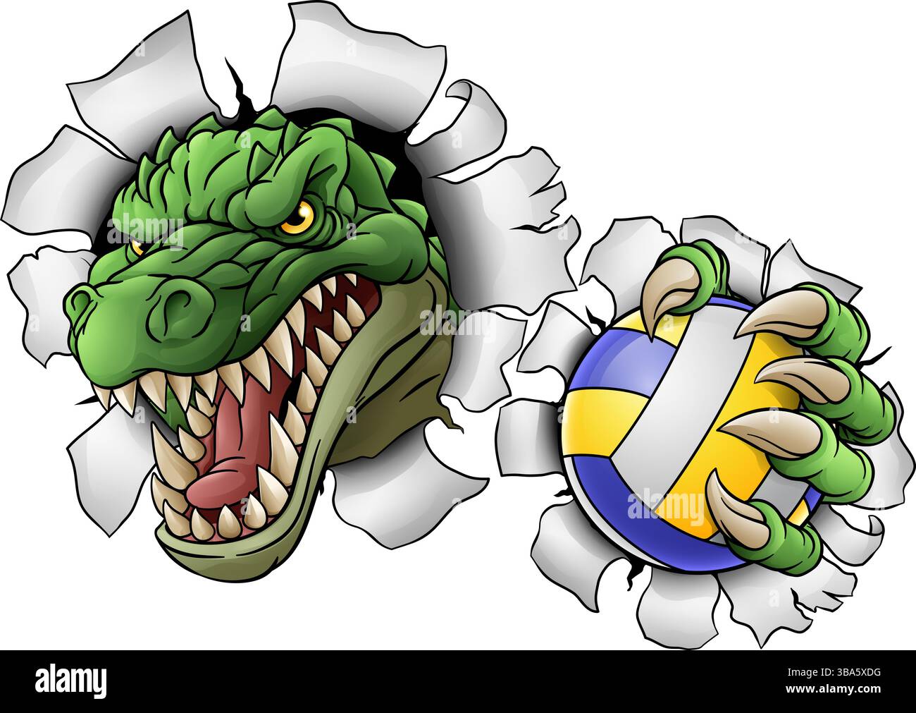 Alligator Crocodile Dinosaur Volleyball Mascot Stock Vector Image & Art ...