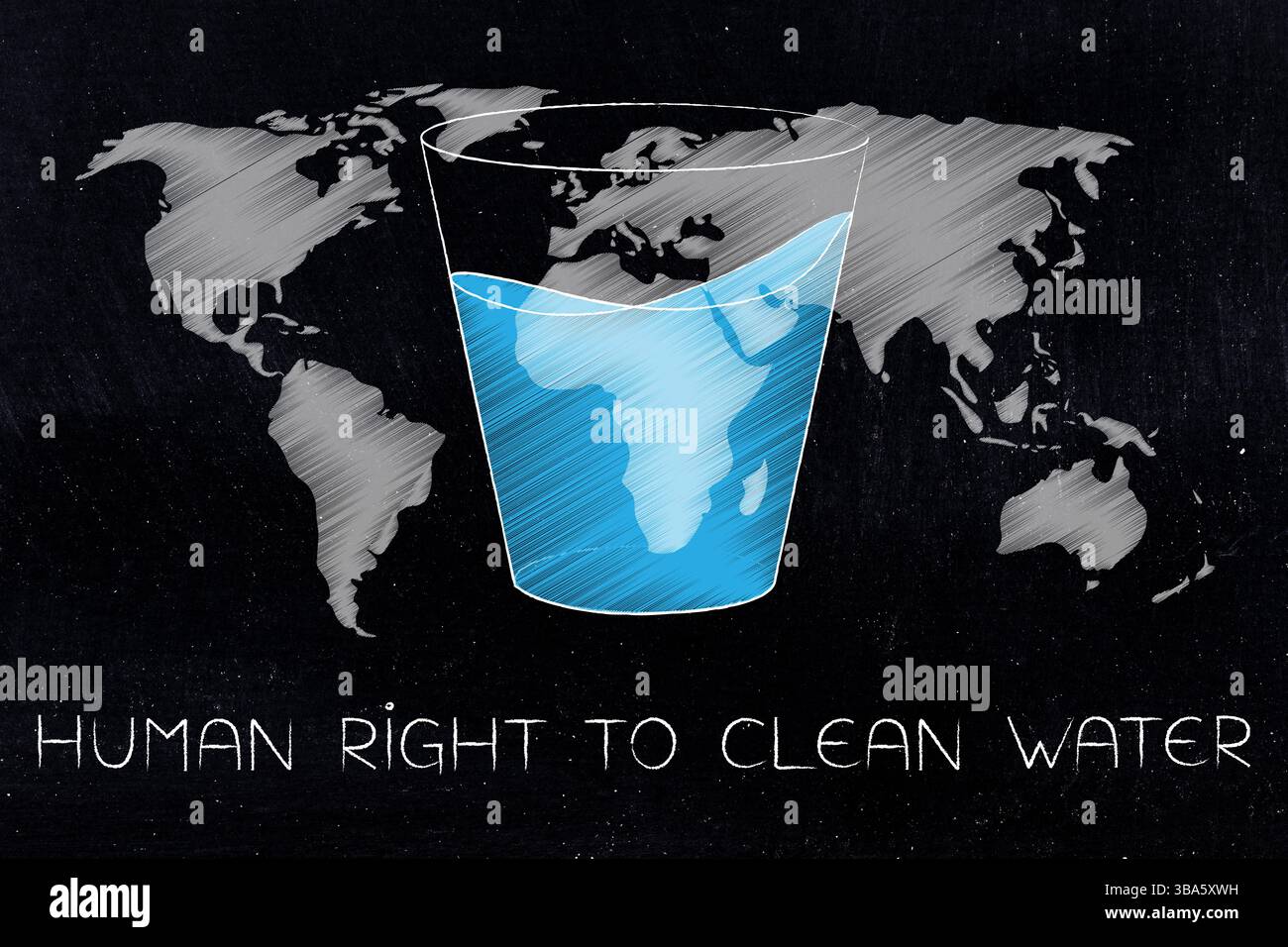 glass of water with world map, representing the global human right to ...
