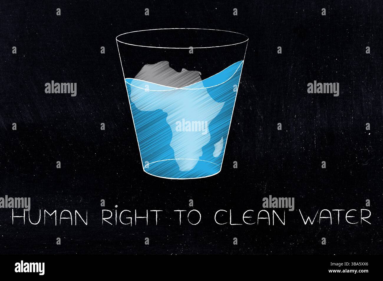 glass of water with map of Africa, representing the human right to ...
