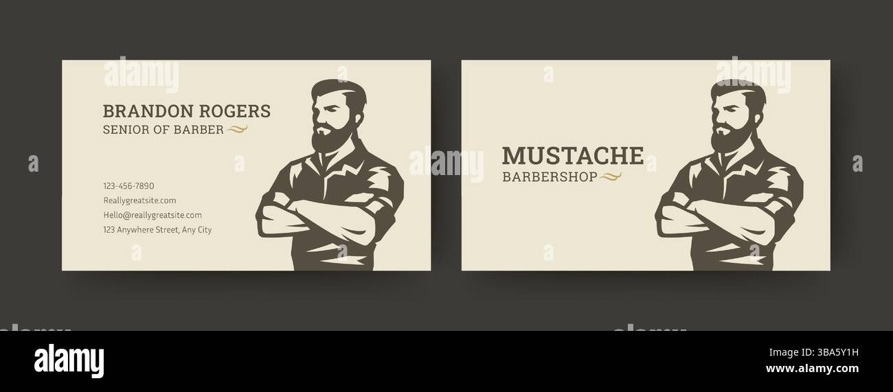 Modern brown and beige business card design featuring a stylish barber ...