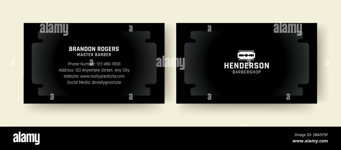 Modern black and white business card design featuring a razor logo ...