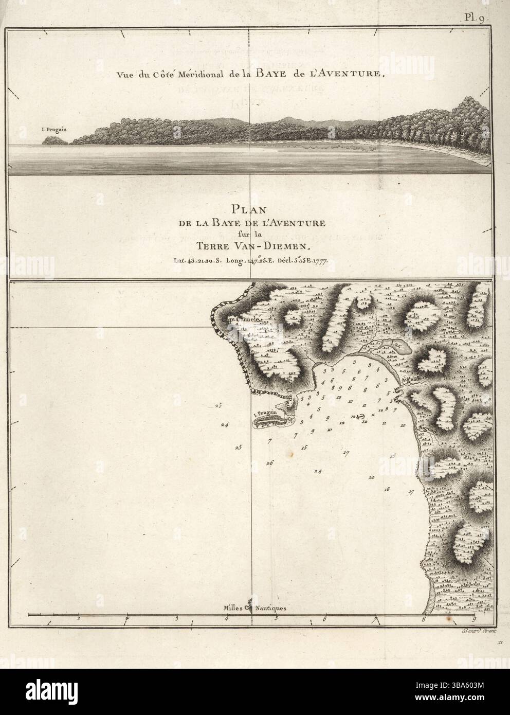 View and map of Adventure Bay, Bruny Island, Van Diemen's Land ...
