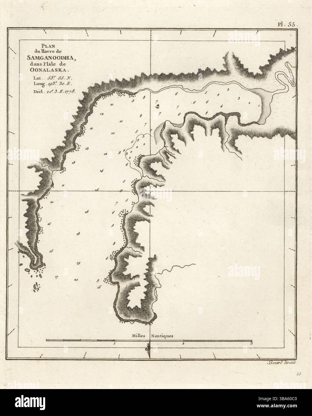 Map of Samganoodha harbour, now English Bay, northeast Unalaska Island ...