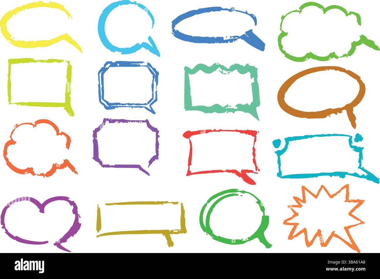 This is an illustration featuring colorful speech bubbles and ...