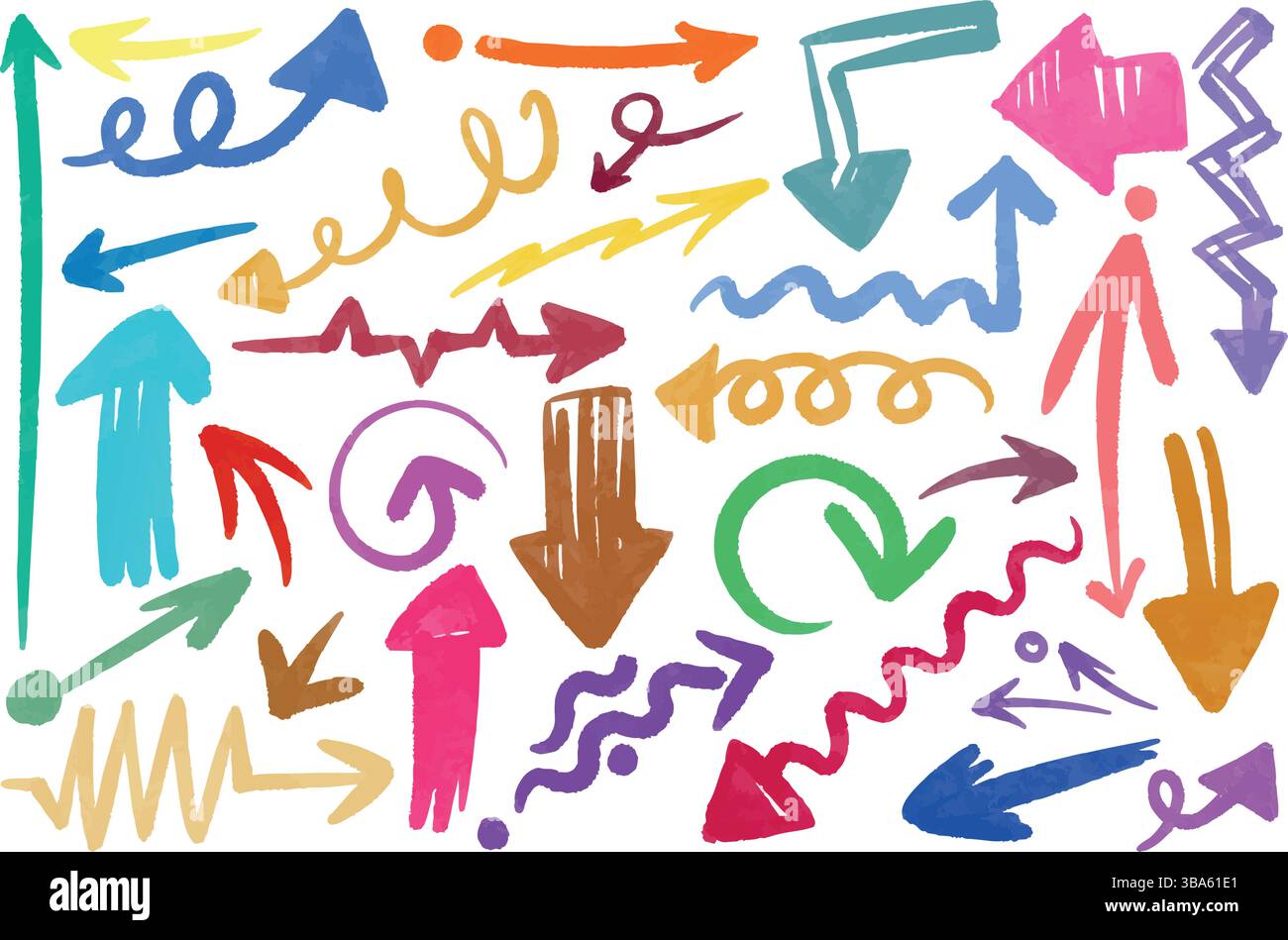A Vibrant Collection of Colorful HandDrawn Arrows Designed for Dynamic ...