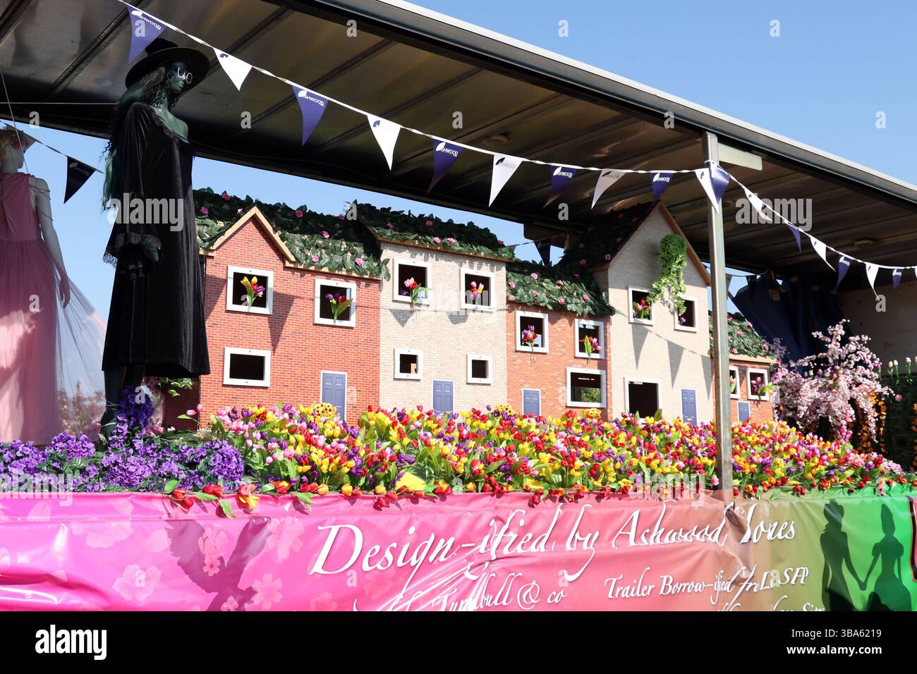 One of the floats, which has been decorated with thousands of tulip ...
