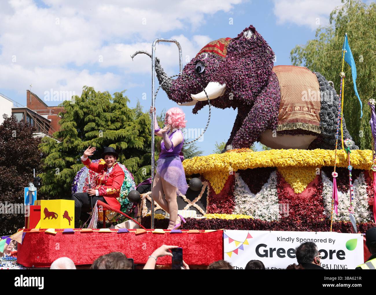 One of the floats, decorated with thousands of tulip heads. The ...