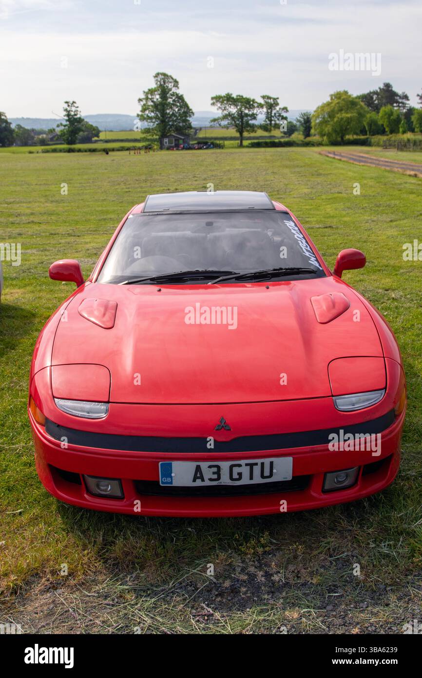 1992 9os nineties Red Mitsubishi V6 4WS Car Coupe Petrol 2970 cc, front ...