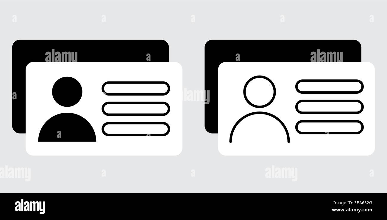 Identification card icon collection including driver license and ID ...