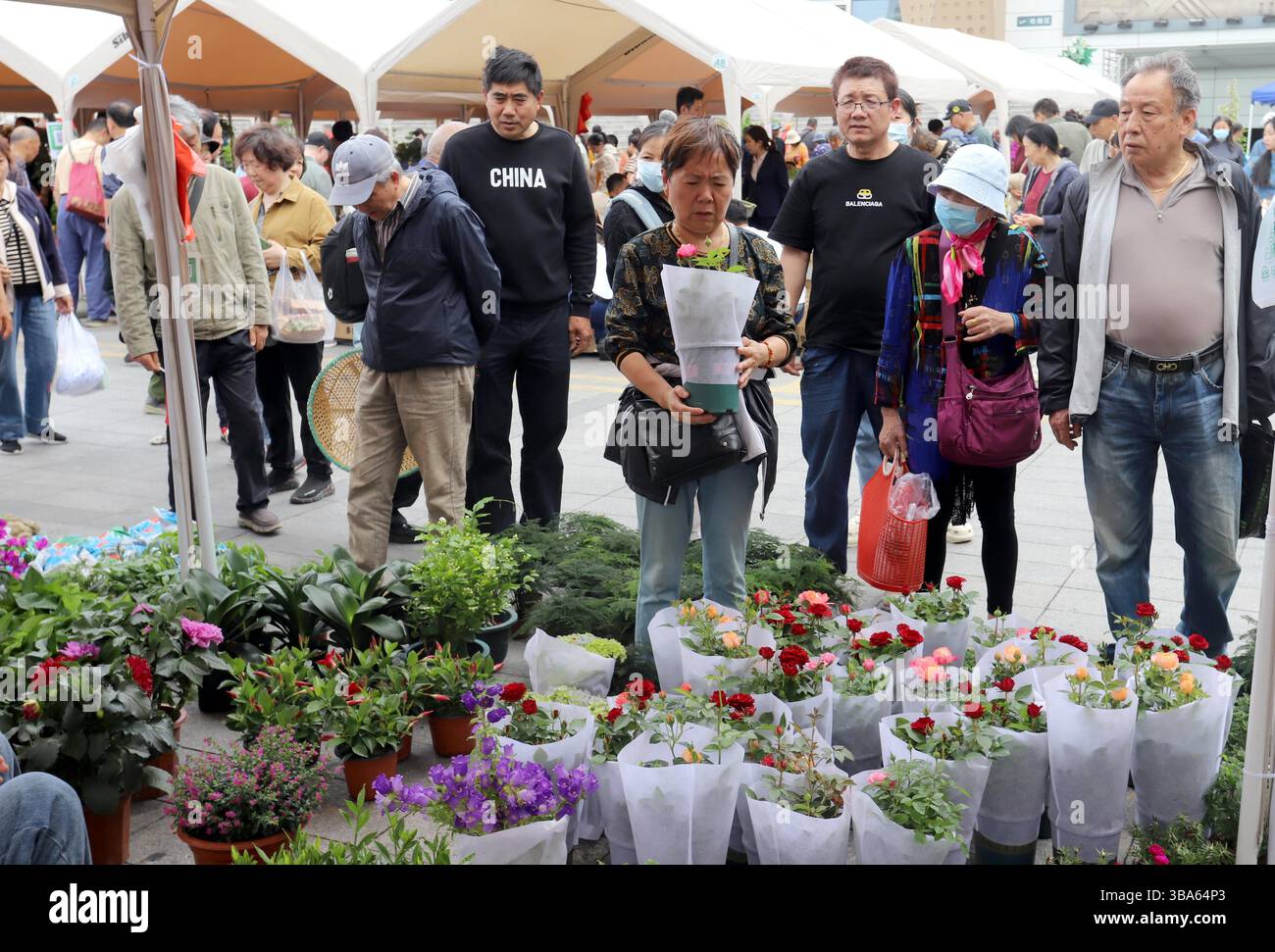 People select fresh flowers at a flower fair in Suzhou City, east China ...