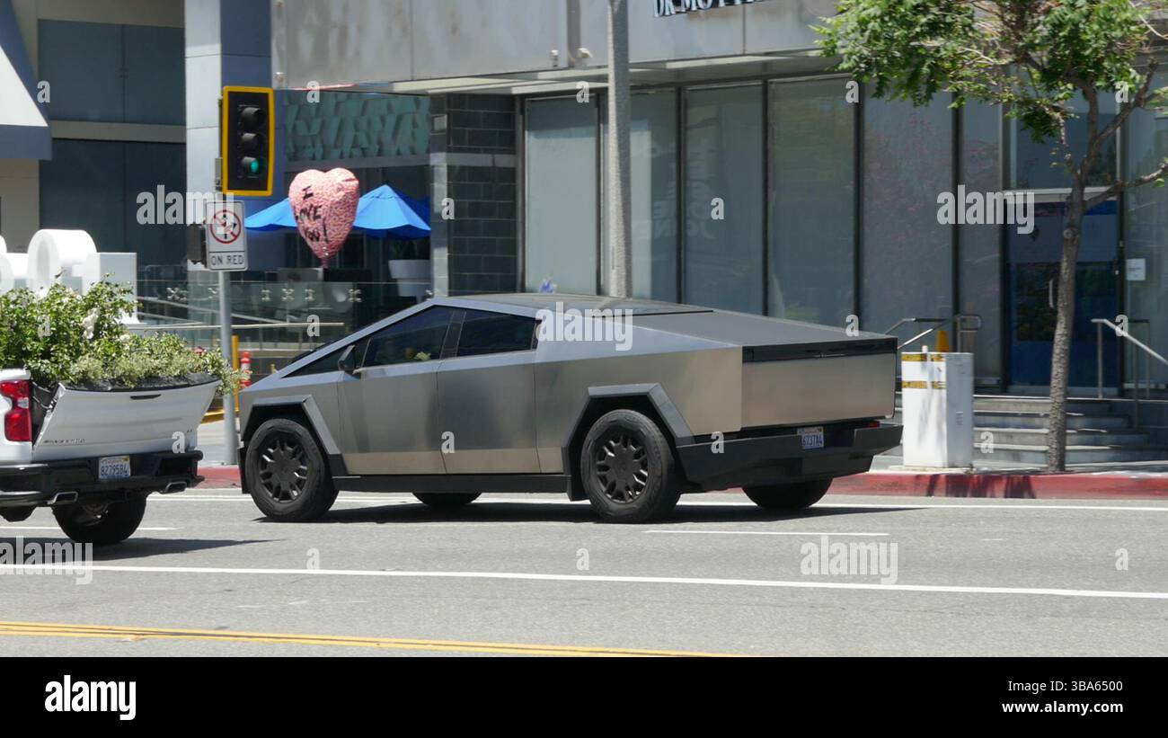 Los Angeles, California, USA 10th May 2025 Tesla Silver Cybertruck on ...