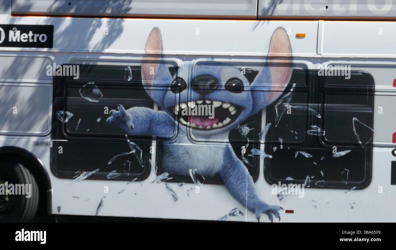 Los Angeles, California, USA 10th May 2025 Disney Lilo & Stitch Bus ...