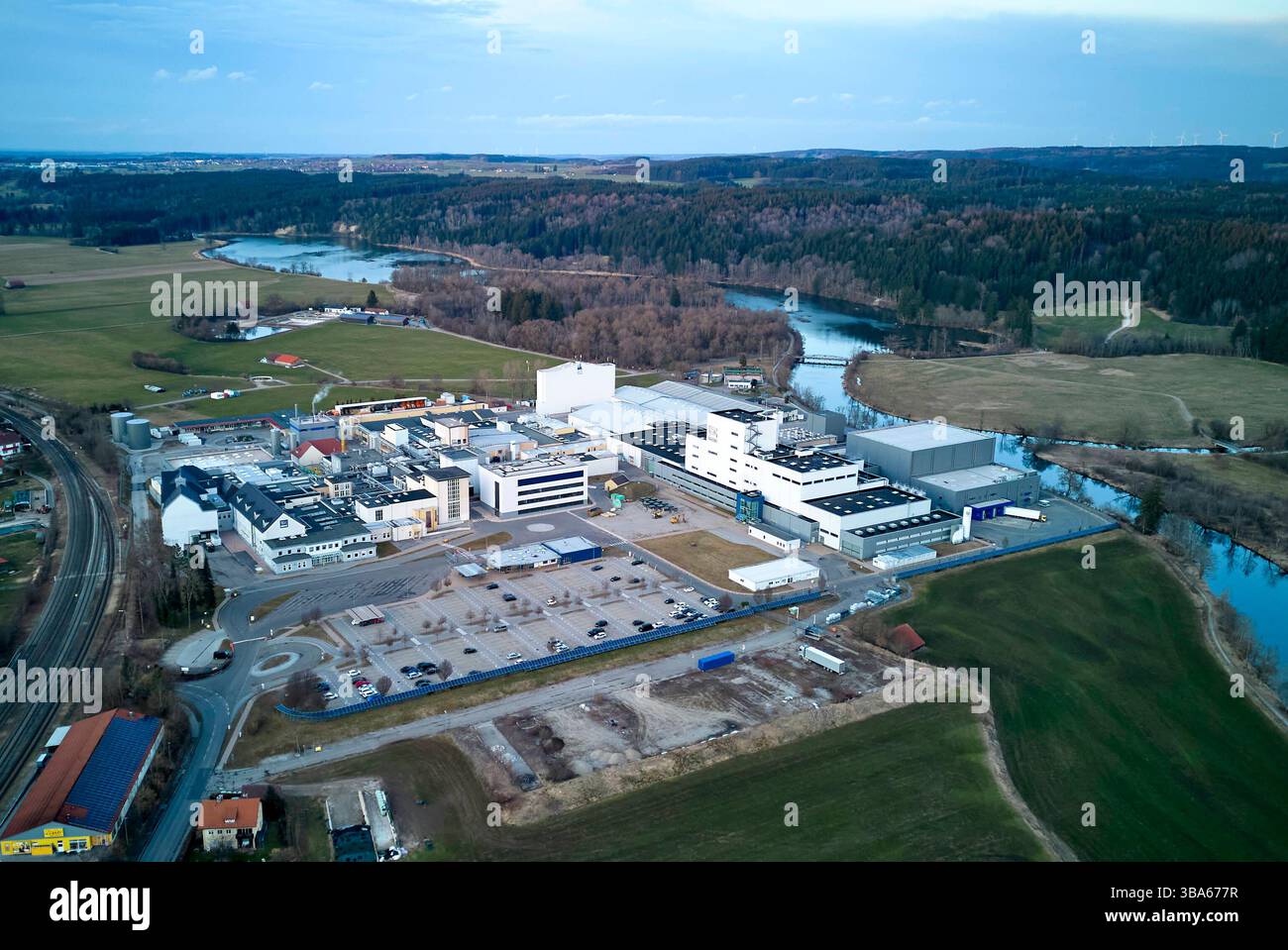 NestlÃ Deutschland AG Werk at river Wertach in Biessenhofen, Bavaria ...